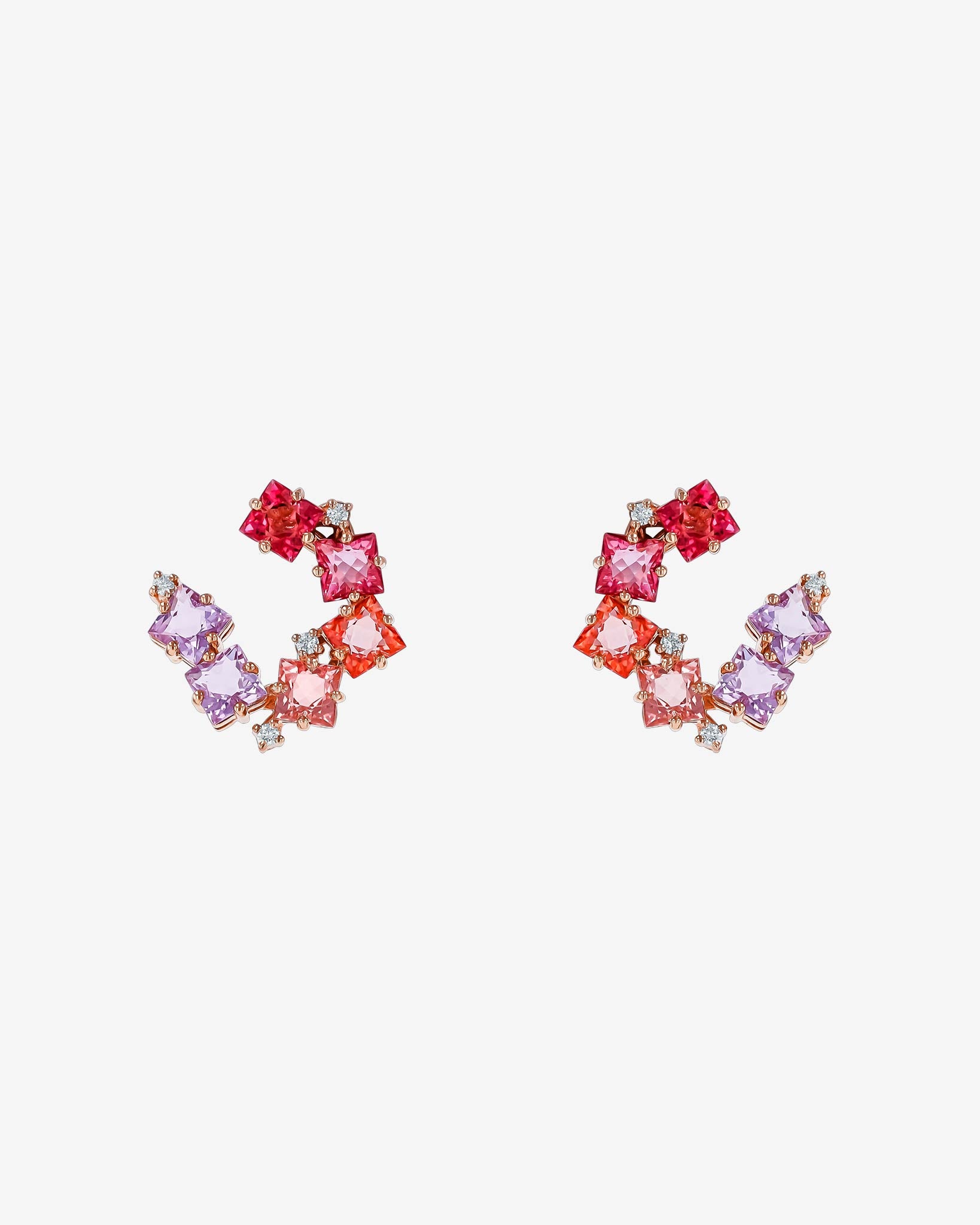Amalfi Clover Red Ombre Sideways Hoops – Elegant Shine | Suzanne Kalan®